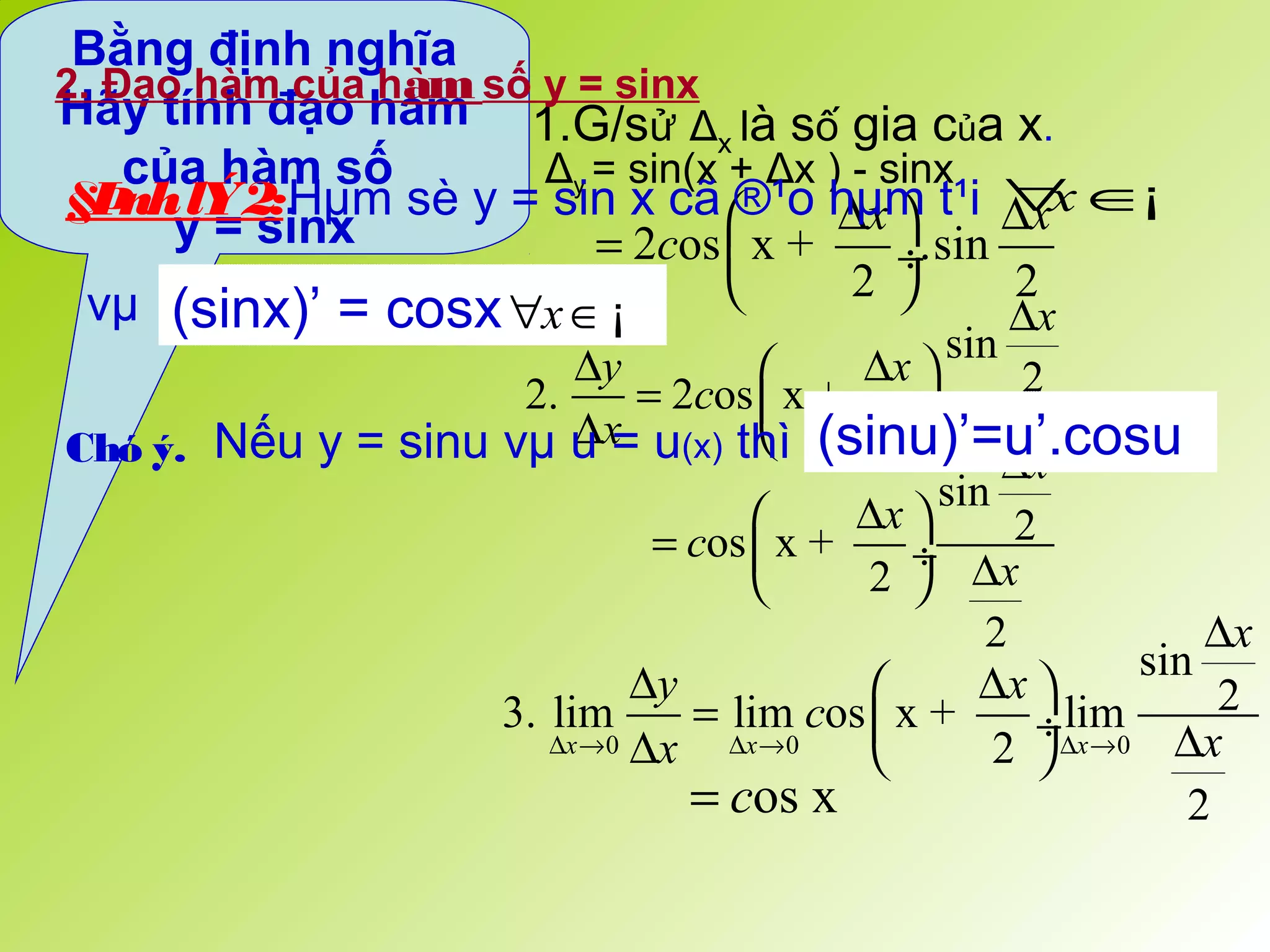 Dai so va_giai_tich_11_c5_b3_dao_ham_cua_ham_so_luong_giac_tiet_1_v2 | PPT
