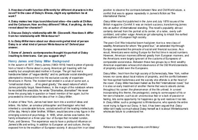 Daisy Miller Study Note- Henry James pdf | DOCX