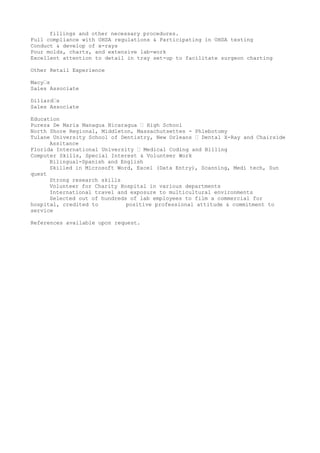 Daisy thompson arenaresume1[2] | TXT | Dental Health | Diseases and ...