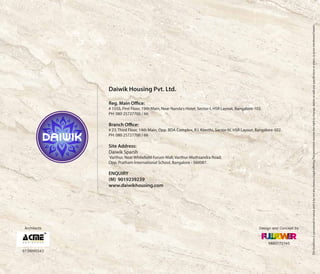 Daiwik Sparsh & Daiwik Spandana - Villas in Bangalore | PDF