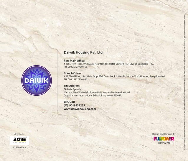 Daiwik Sparsh & Daiwik Spandana - Villas in Bangalore | PDF