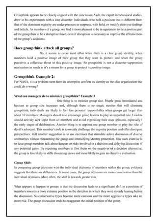 What is different between Group think and group shift with eamples | DOCX