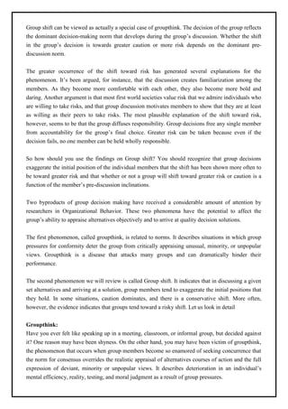 What is different between Group think and group shift with eamples | DOCX