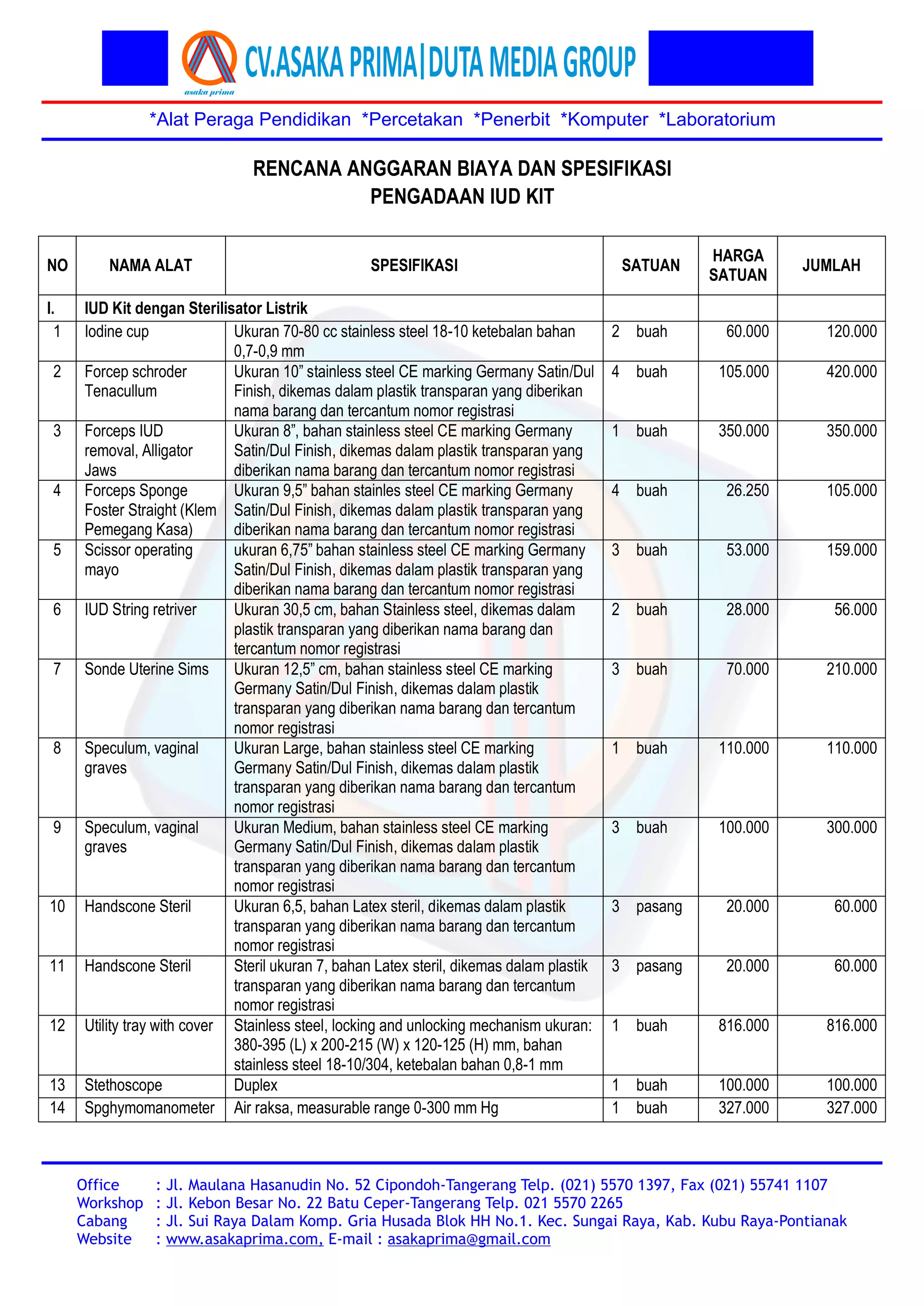 Dak iud kit listrik dak BKKbN 2015 ( IUD KIT ) 2015 | PDF