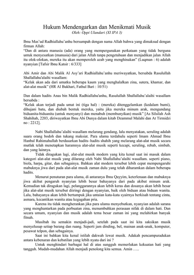 Hukum Mendengarkan dan Menikmati Musik | PDF