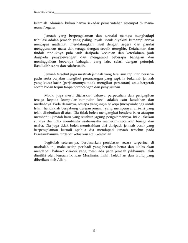 Dakwah fardiyah mustafa masyhur | PDF