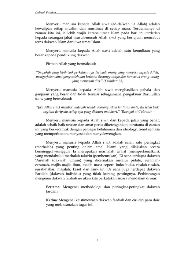 Dakwah fardiyah mustafa masyhur | PDF