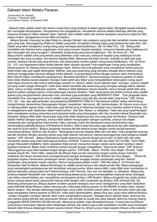 Dakwah islam melalui pacaran | PDF