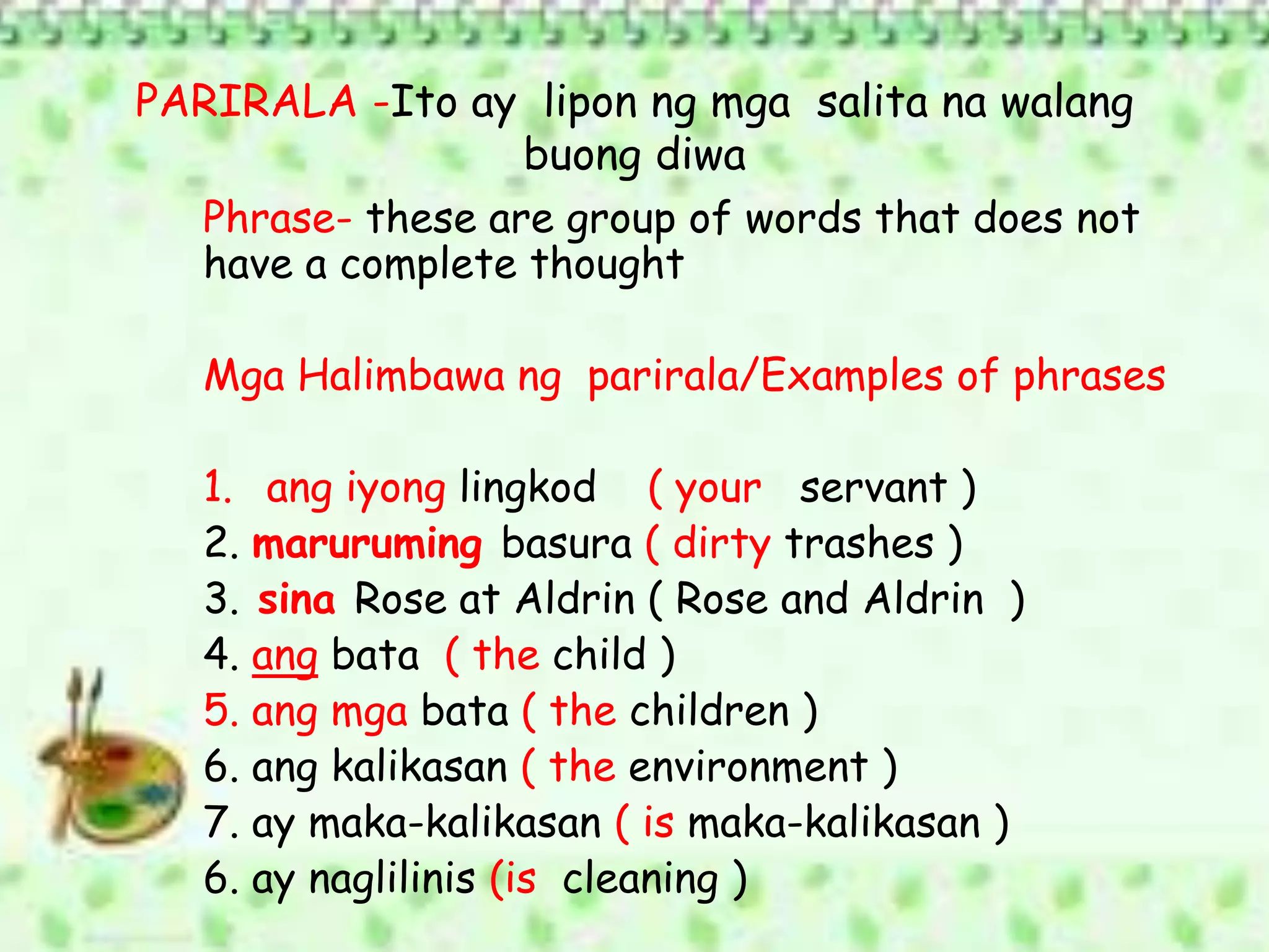 Dalawang bahagi ng pangungusap at mga halimbawa nito | PPTX
