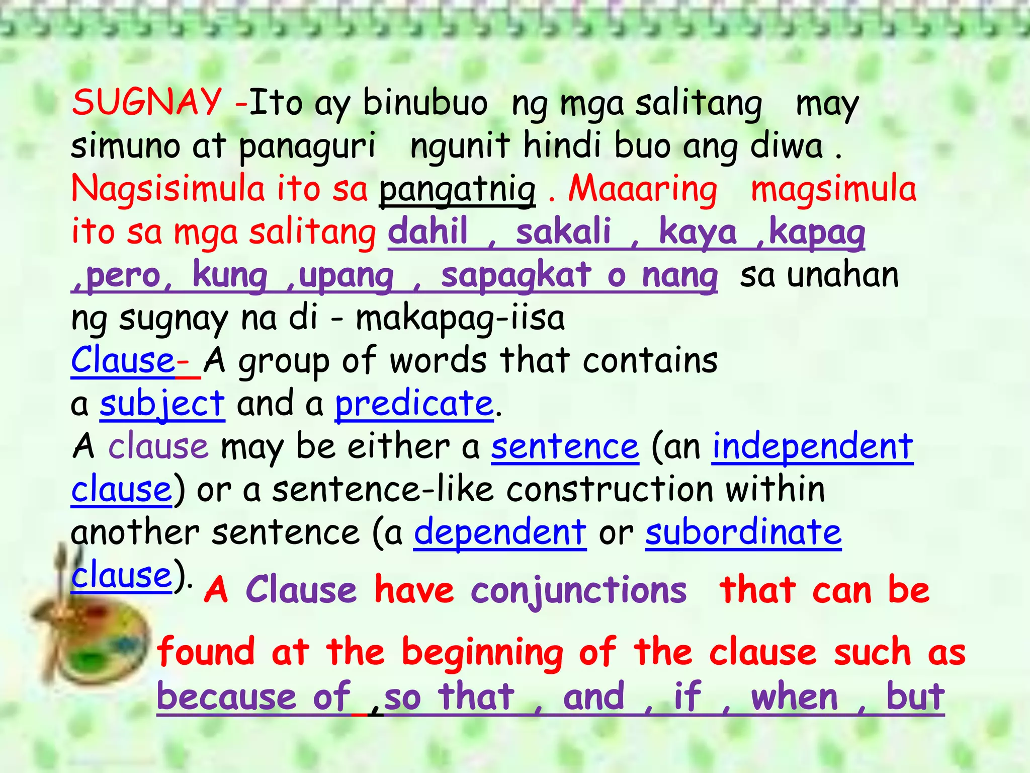 Dalawang bahagi ng pangungusap at mga halimbawa nito | PPTX