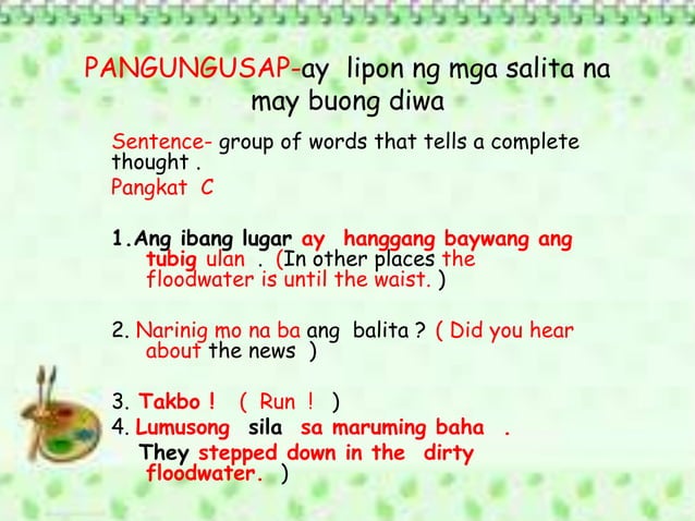 Dalawang bahagi ng pangungusap at mga halimbawa nito | PPTX