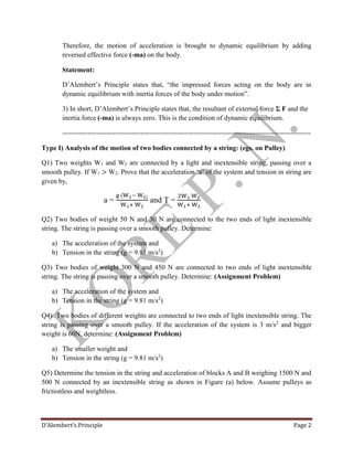 D alemberts principle | DOCX