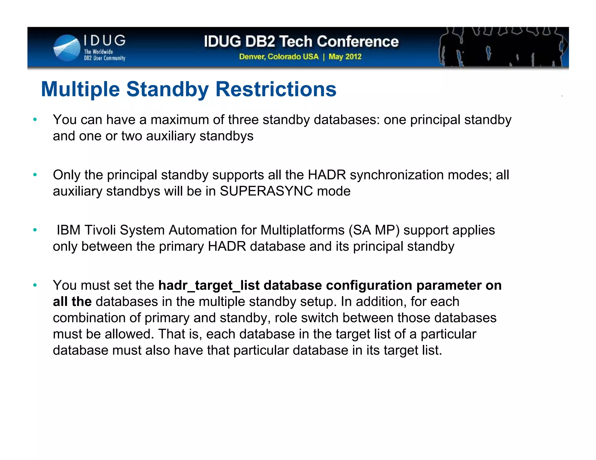 DB2 V 10 HADR Multiple Standby | PDF
