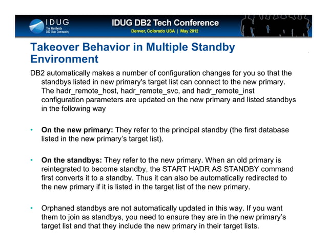 DB2 V 10 HADR Multiple Standby | PDF | Databases | Computer Software and Applications
