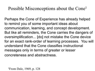 Misconception of Edgar Dale's Cone of Experiences | PPT