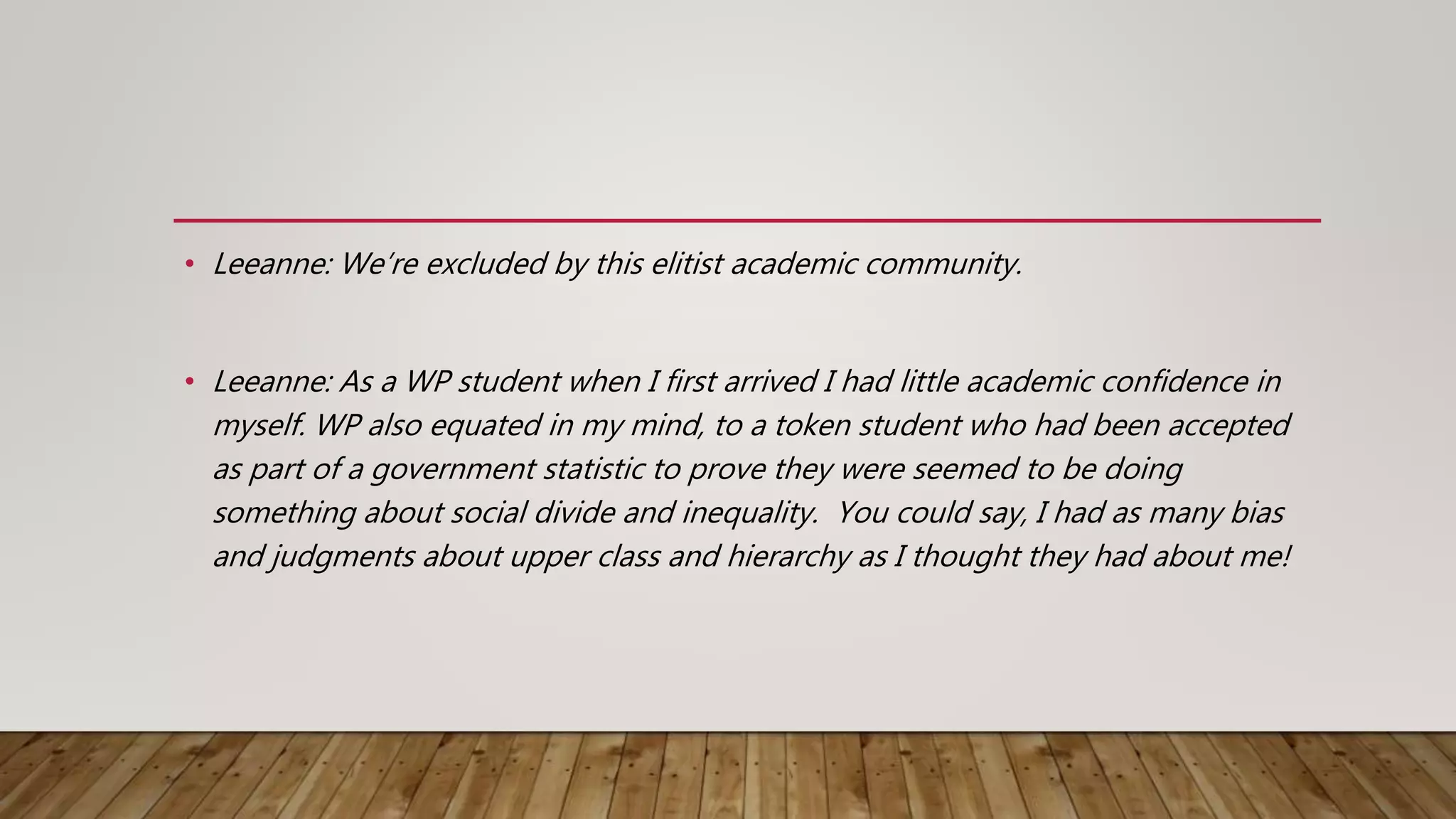 Developing an Academic identity for Widening Participation Students in ...