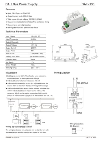 DALI Bus Power Supply 130mA Output | PDF