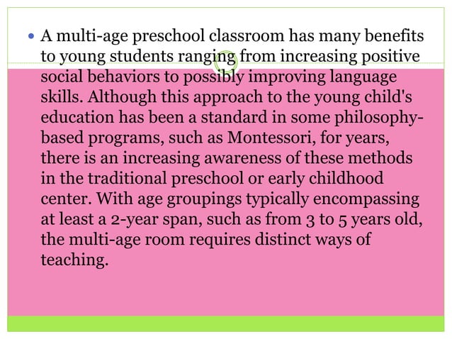 teaching multi age children | PPTX | Daycare and Pre-School | Parenting