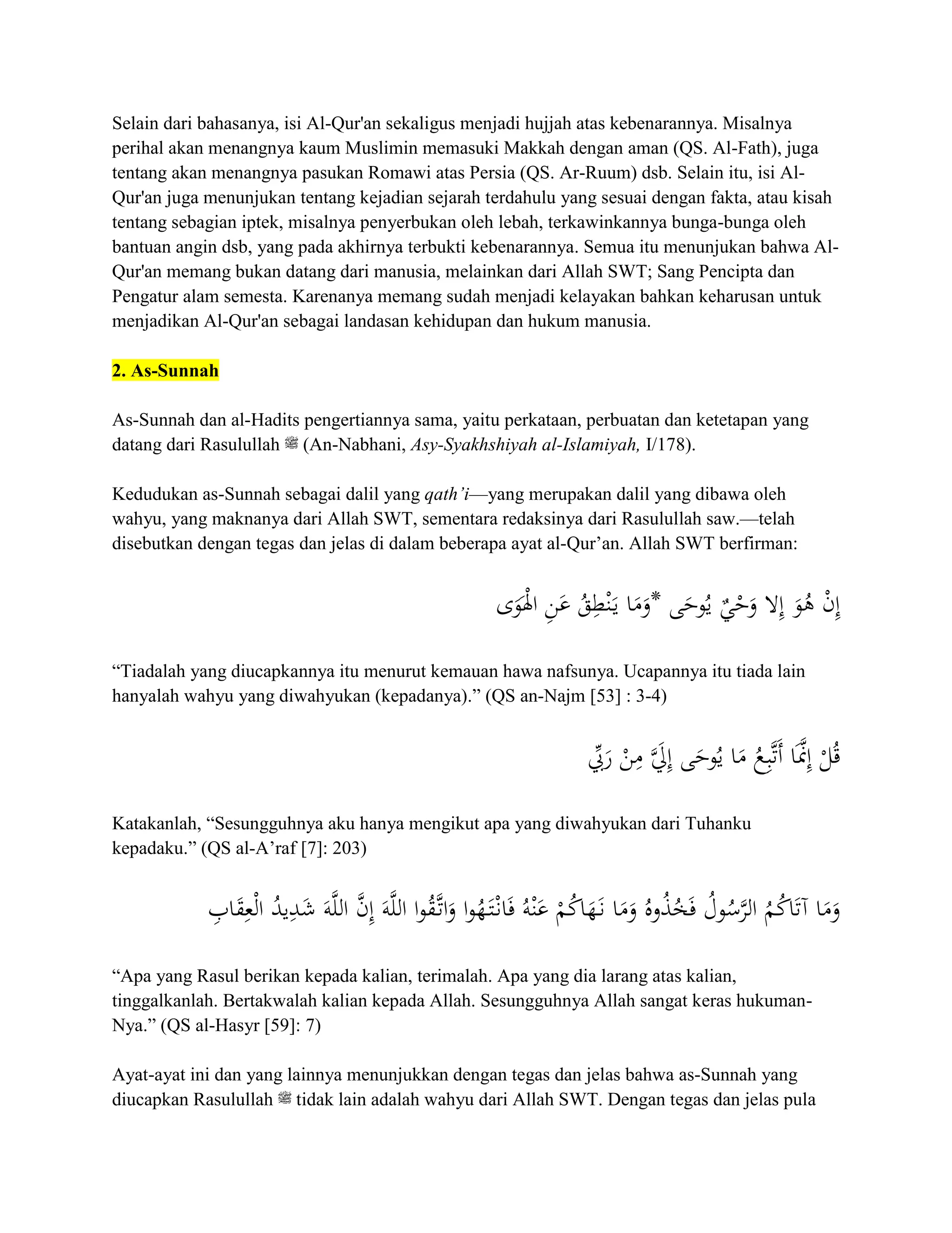 Dalil-Dalil Syariah - Sumber-Sumber Hukum Islam | PDF