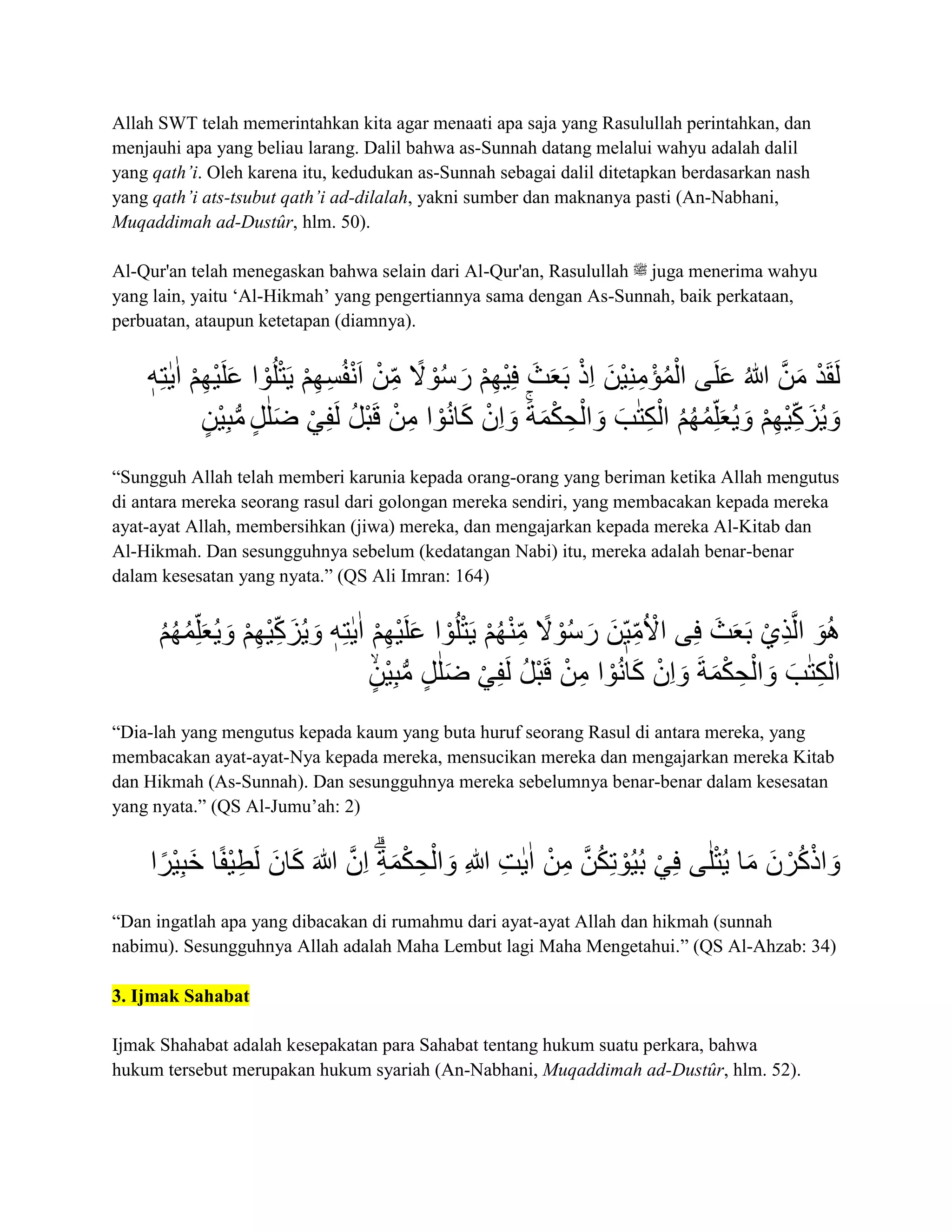 Dalil-Dalil Syariah - Sumber-Sumber Hukum Islam | PDF