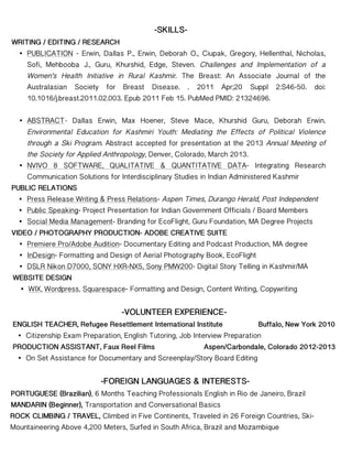 Dallas Erwin CV- 2015 | PDF