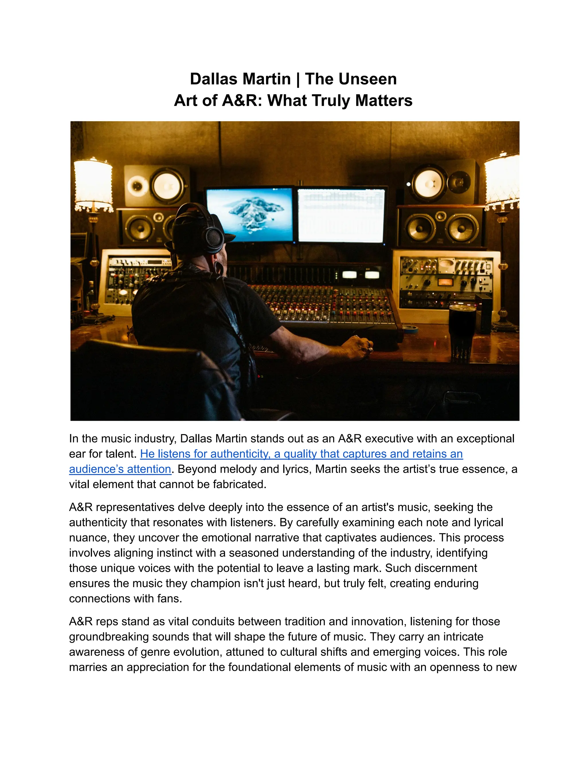 The Unseen Art of A&R: What Truly Matters | PDF