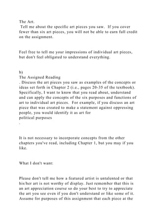 Dallas Museum of art or the Kimbell art museum.Pick six differen.docx