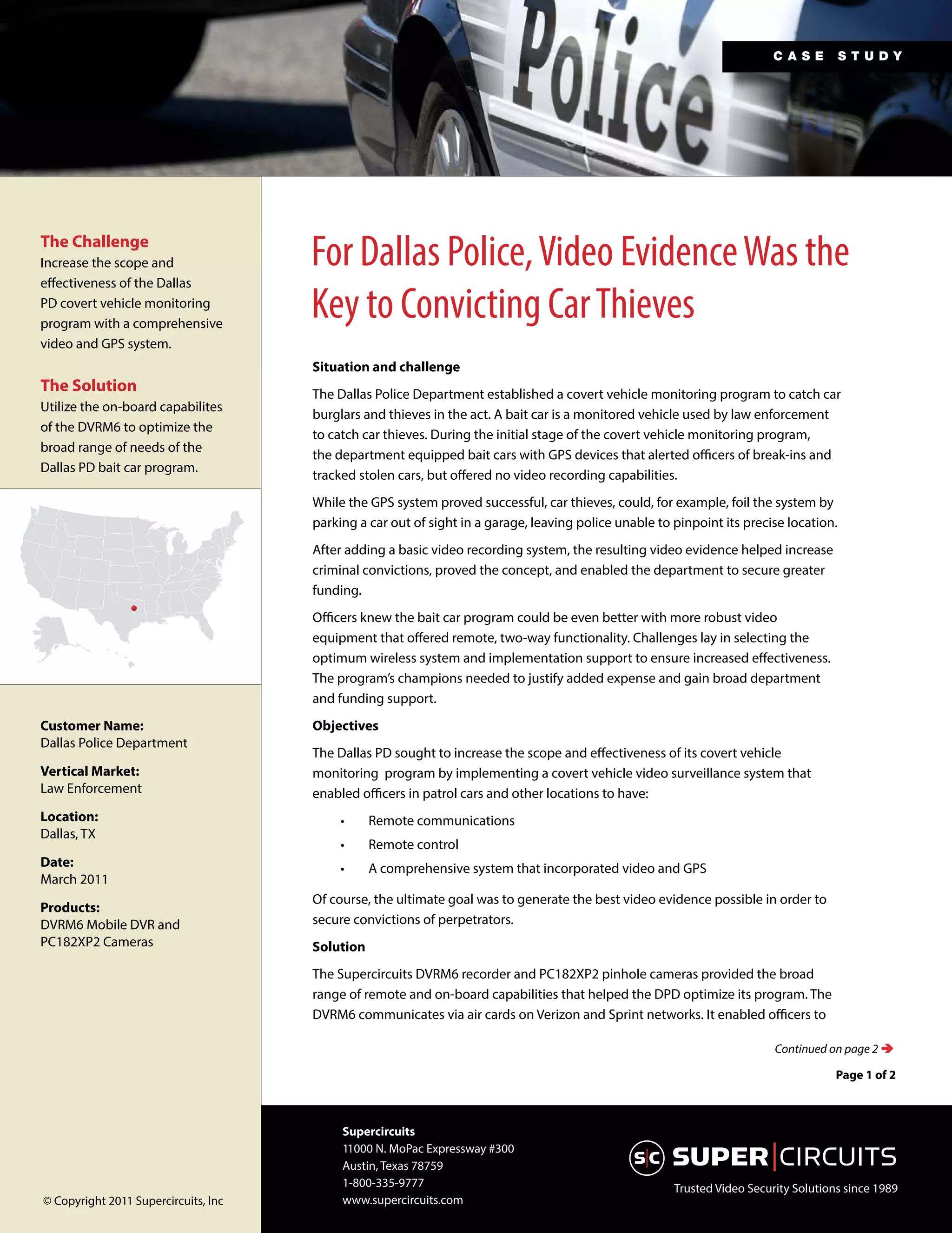 Dallas PD Nabs Car Thieves with Covert Vehicle Monitoring Program | PDF