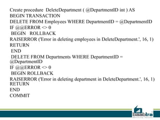 Database Abstraction Layer and Transaction in Stored procedures | PPTX ...