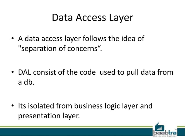 Database Abstraction Layer and Transaction in Stored procedures | PPTX ...