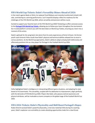 Dalot's Rise as a Key Wing Back for Portugal a Strong Contender for the ...