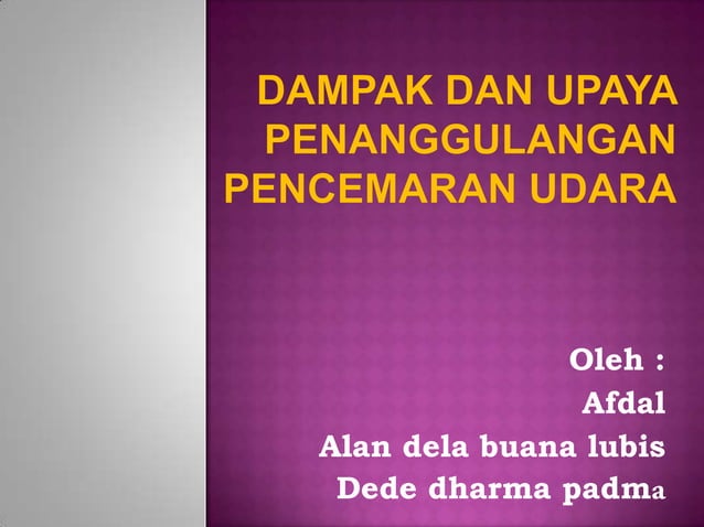 Dal penanggulangan pencemaran udara | PPTX