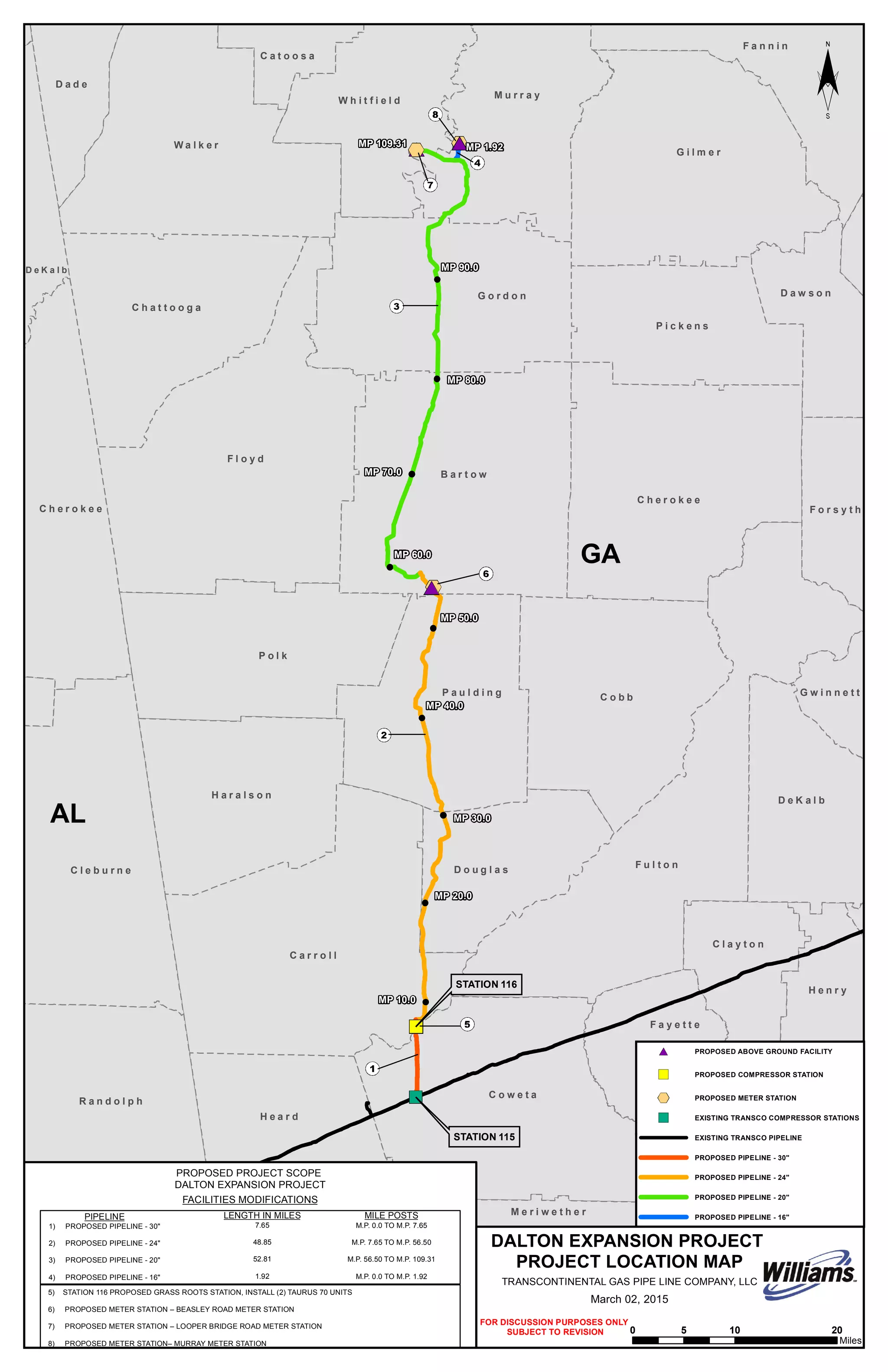 Williams Transco Dalton Expansion Project Map | PDF