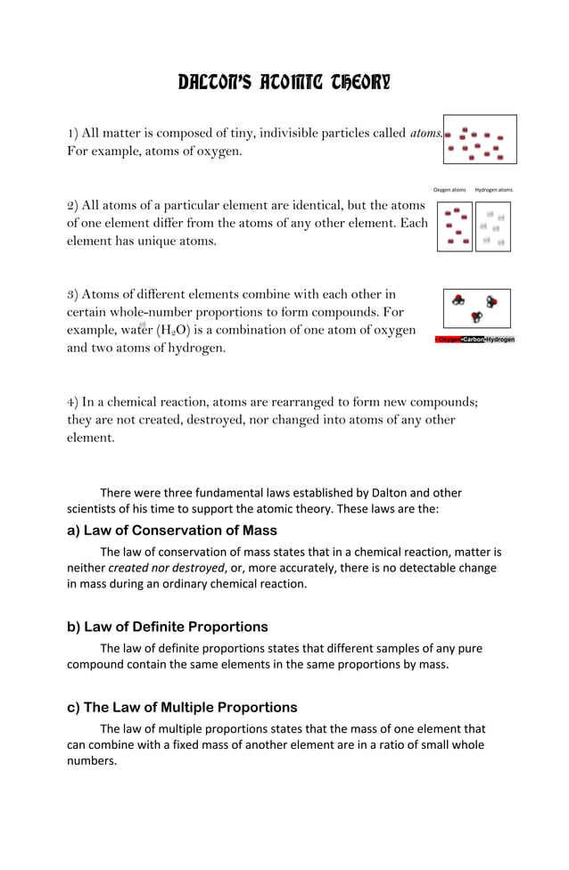 Dalton's Atomic Theory | PDF