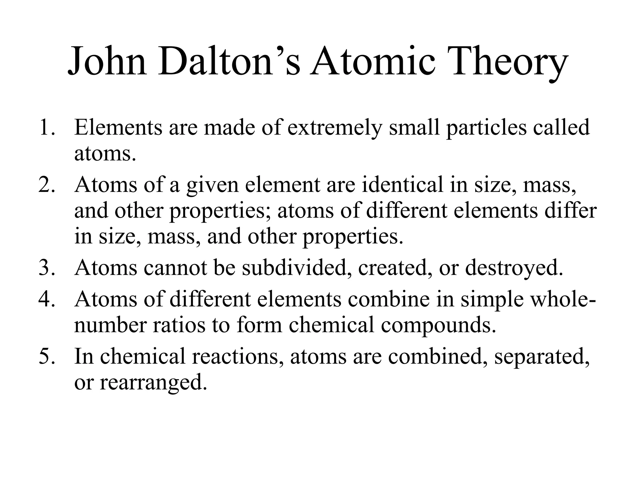 Dalton’s Atomic Model | PPTX