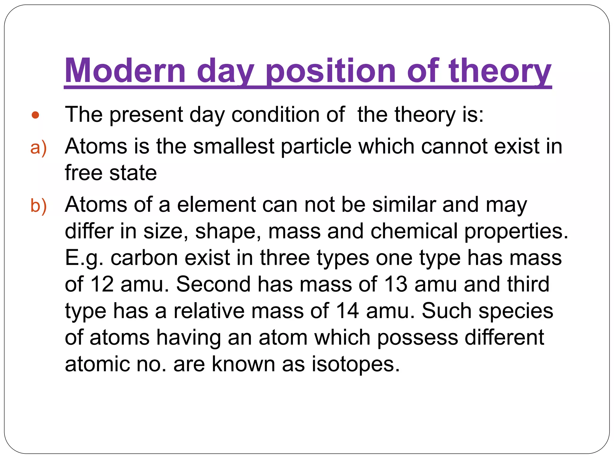 Daltons atomic theory | PPTX | Chemistry | Science