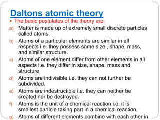 Daltons atomic theory | PPTX | Chemistry | Science