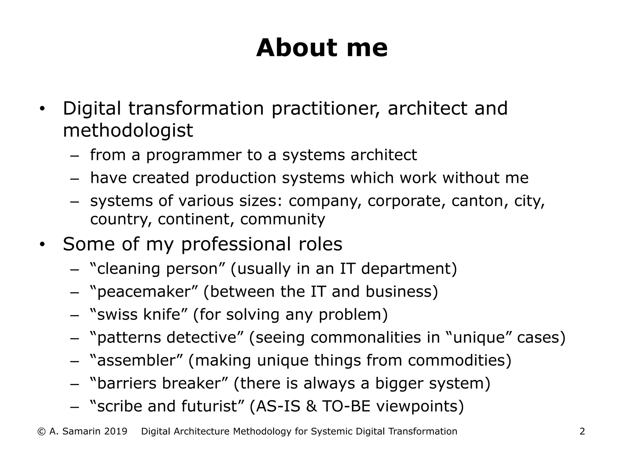 Digital Architecture Methodology for Systemic Digital Transformation ...