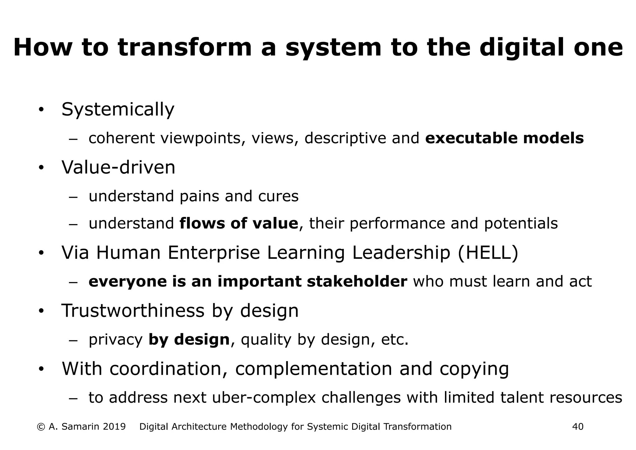 Digital Architecture Methodology for Systemic Digital Transformation (Smart Cities are an ...