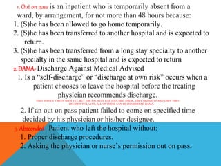 Dama,absconded & out on pass med staff responsibility | PPTX