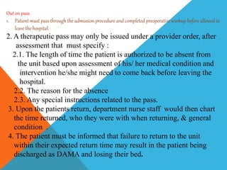 Dama,absconded & out on pass med staff responsibility | PPTX