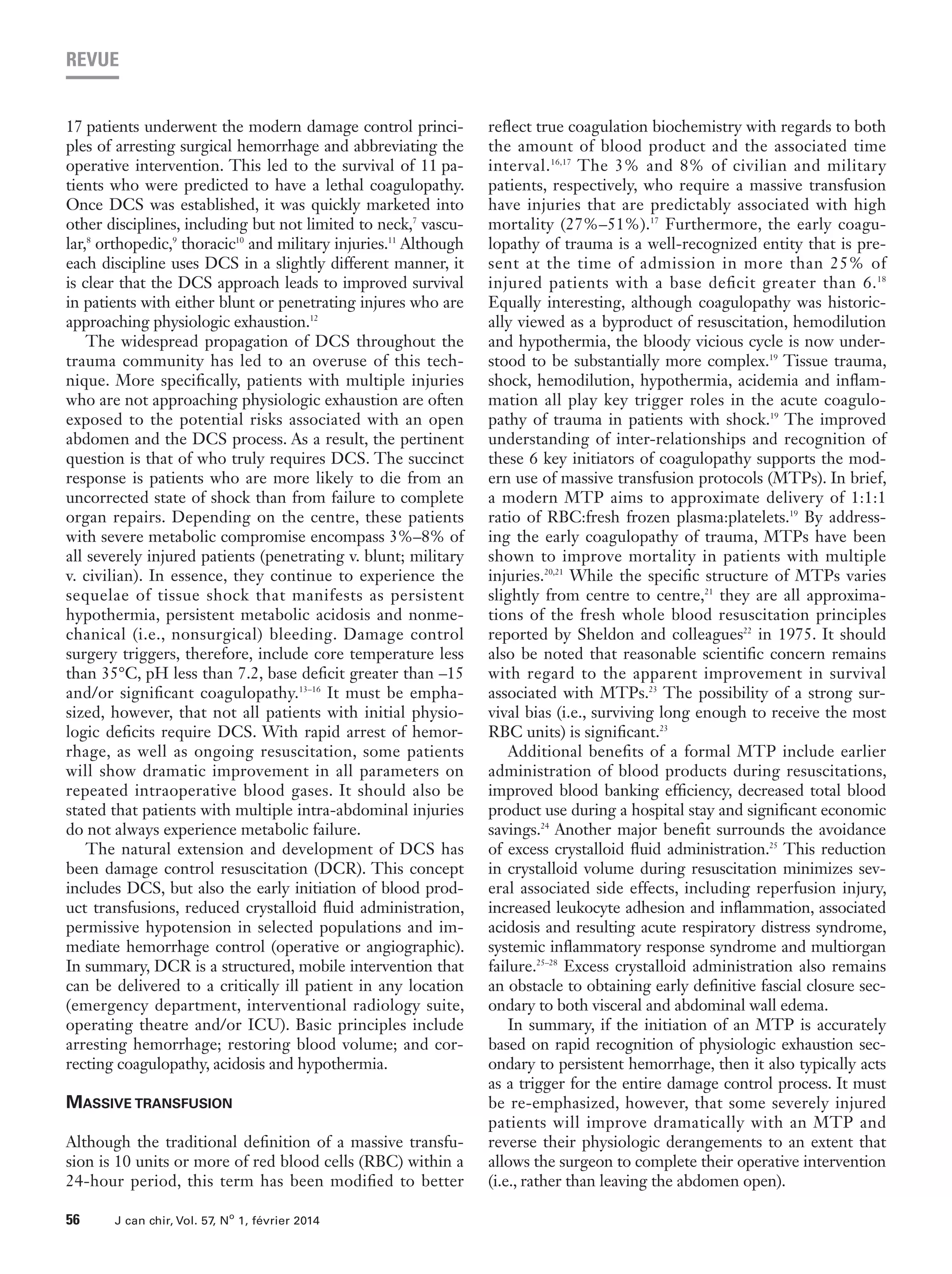 Damage control resuscitation. history theory and technique | PDF