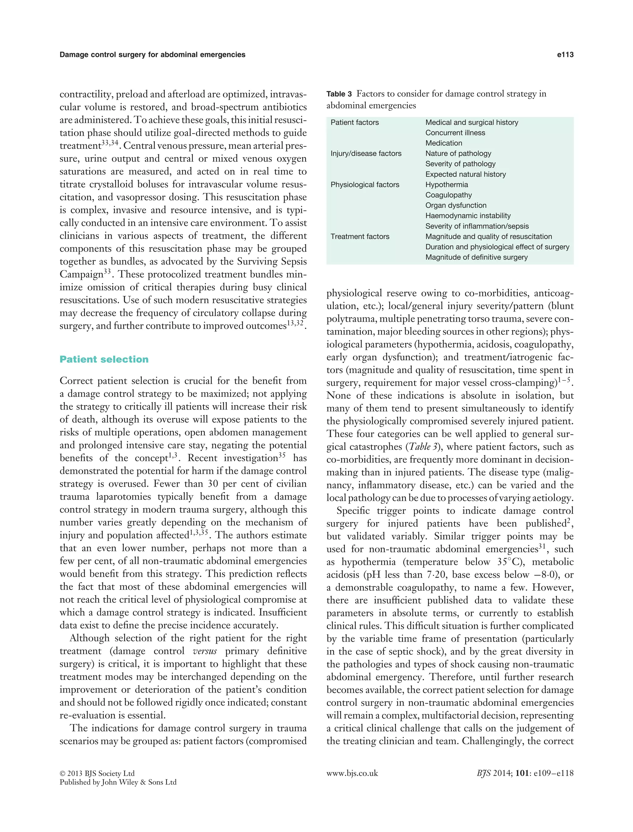 Damage control surgery for abdominal emergencies | PDF