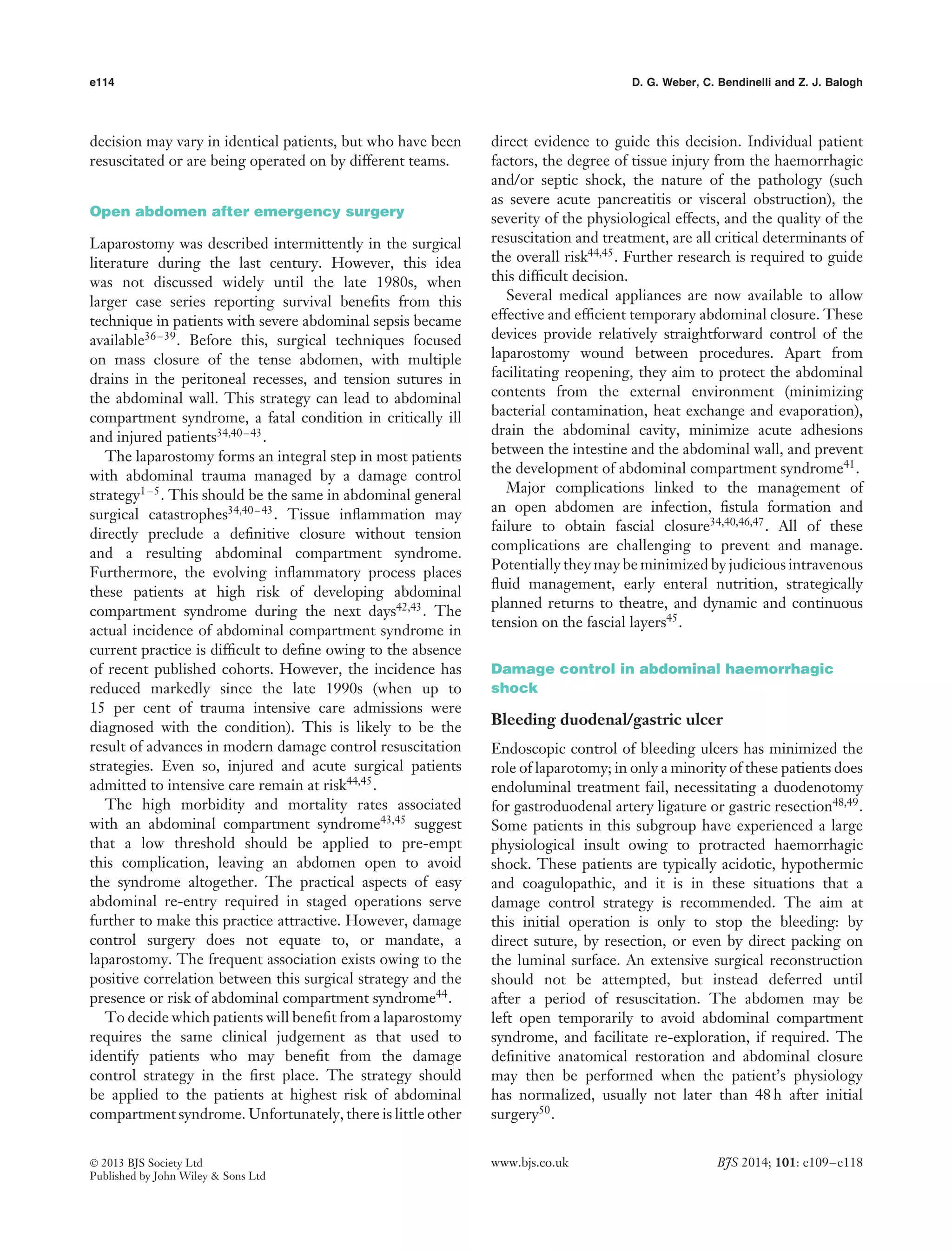 Damage control surgery for abdominal emergencies | PDF