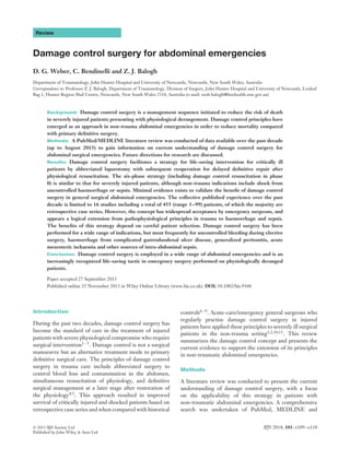 Damage control surgery for abdominal emergencies | PDF