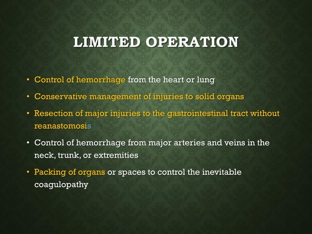 Damage control surgery and resuscitation | PDF | Heart and ...