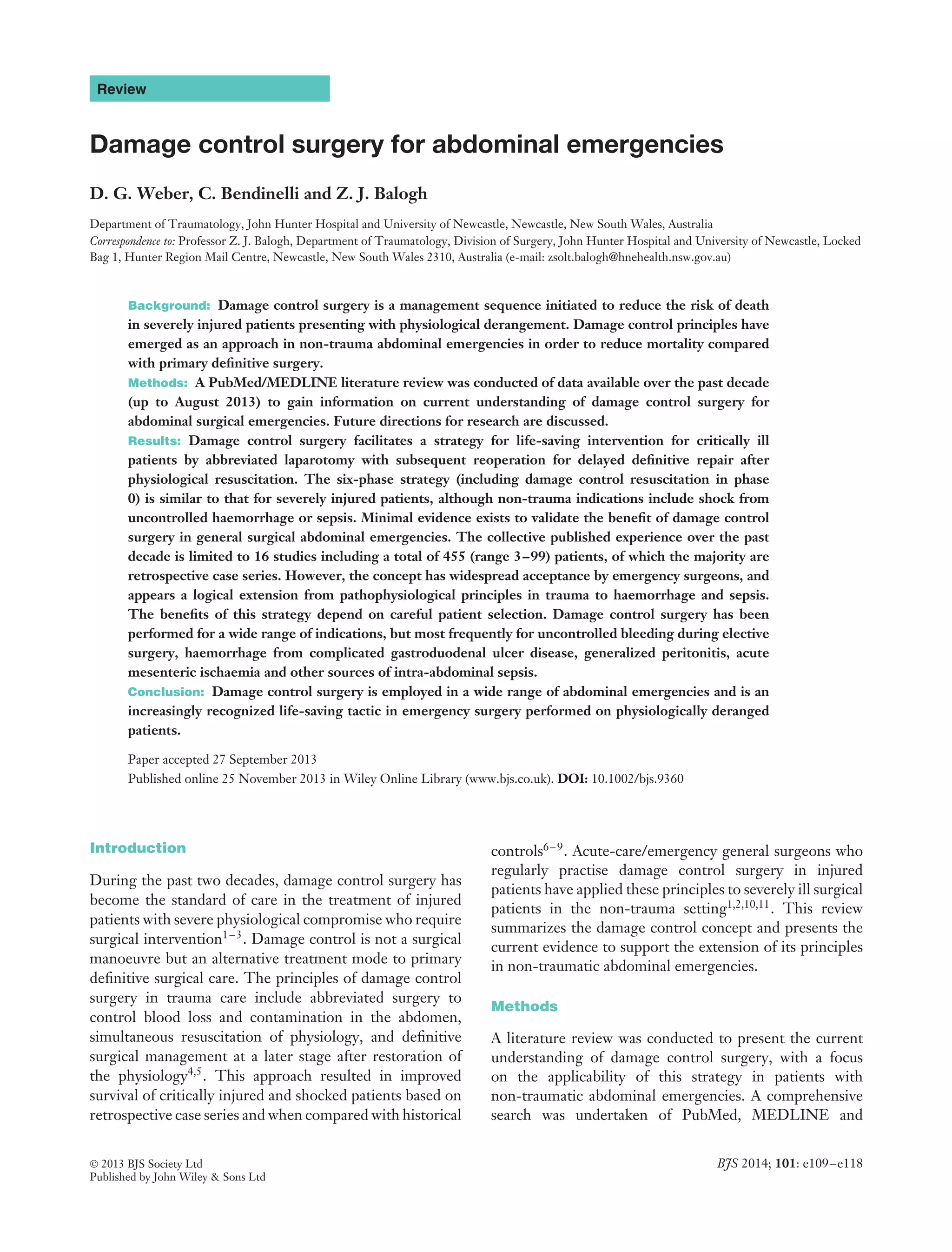 Abbreviated Laparotomy | PDF