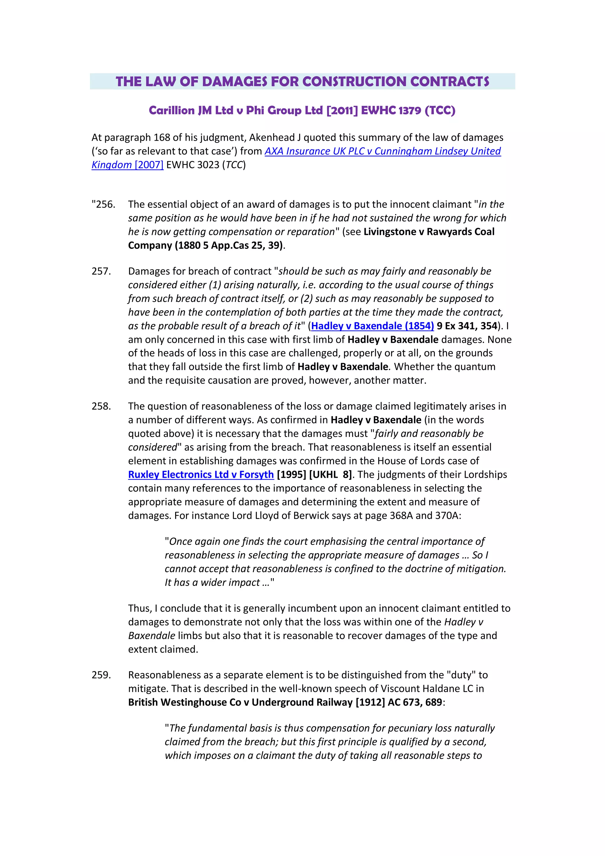 What Can You Claim for Breach of A Construction Contract? | PDF