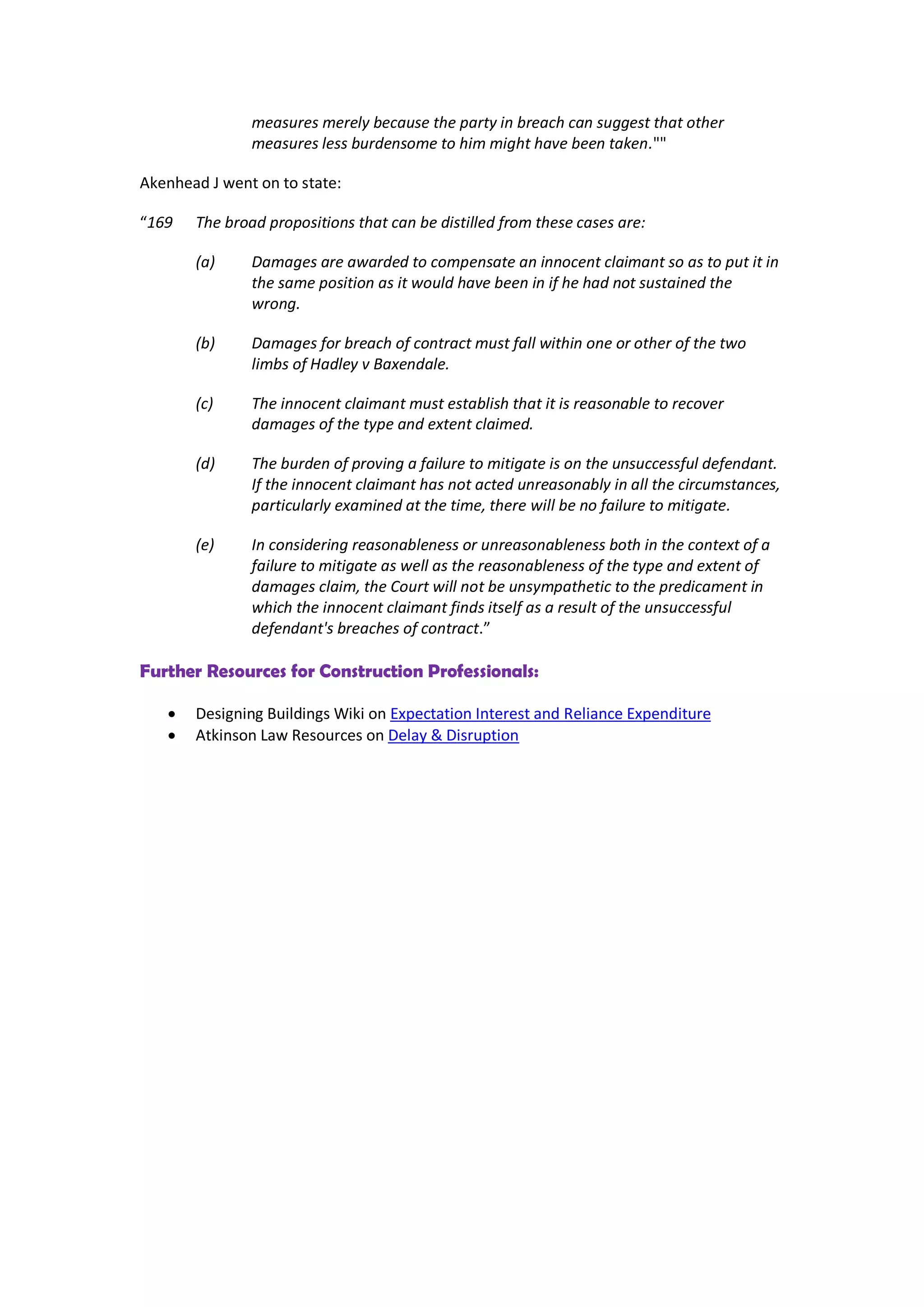 What Can You Claim for Breach of A Construction Contract? | PDF