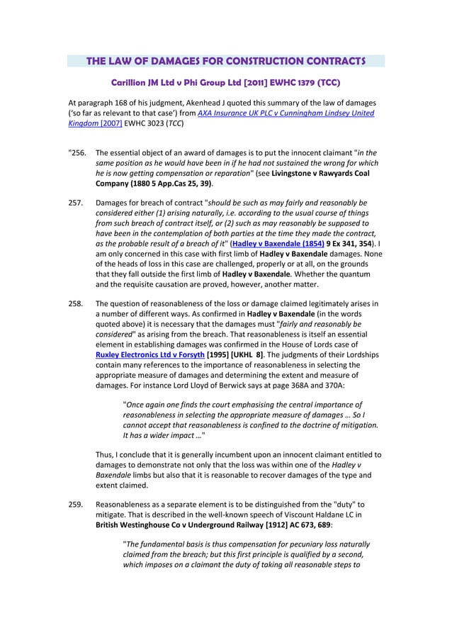 What Can You Claim for Breach of A Construction Contract? | PDF